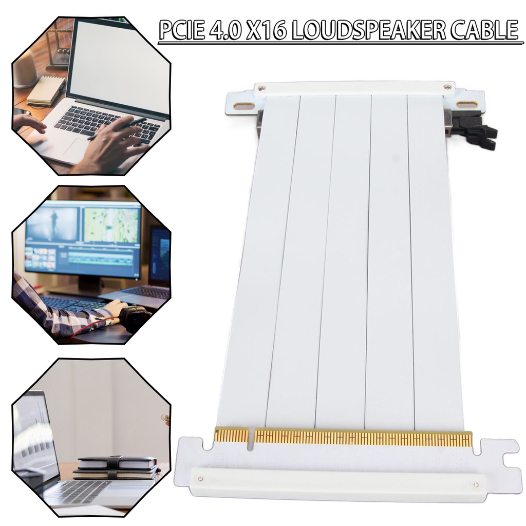 New PCIE 4.0 X16 Riser Cable High Speed Flexible Double Sided 180° GPU ...