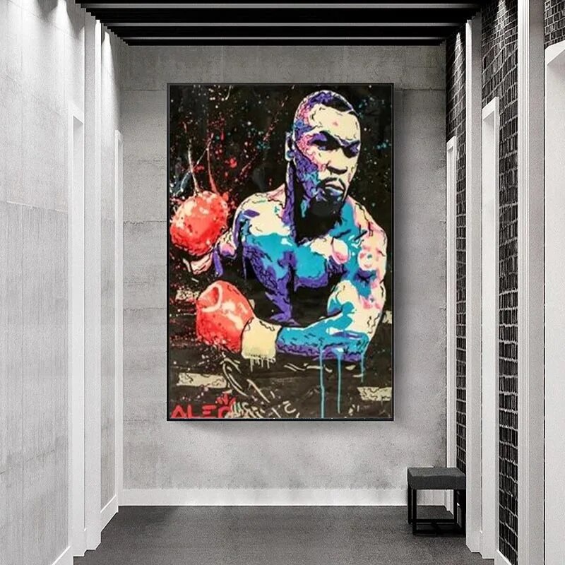โปสเตอร์ผ้าใบ พิมพ์ลายกราฟฟิติ Alec Monopoly Boxing Mike Tyson สําหรับ ...