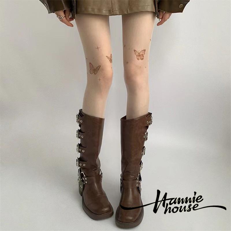 Hannie- ถุงน่อง เอวสูง ผ้าเชียร์ พิมพ์ลายผีเสื้อ แฟชั่นฤดูร้อน สําหรับ ...