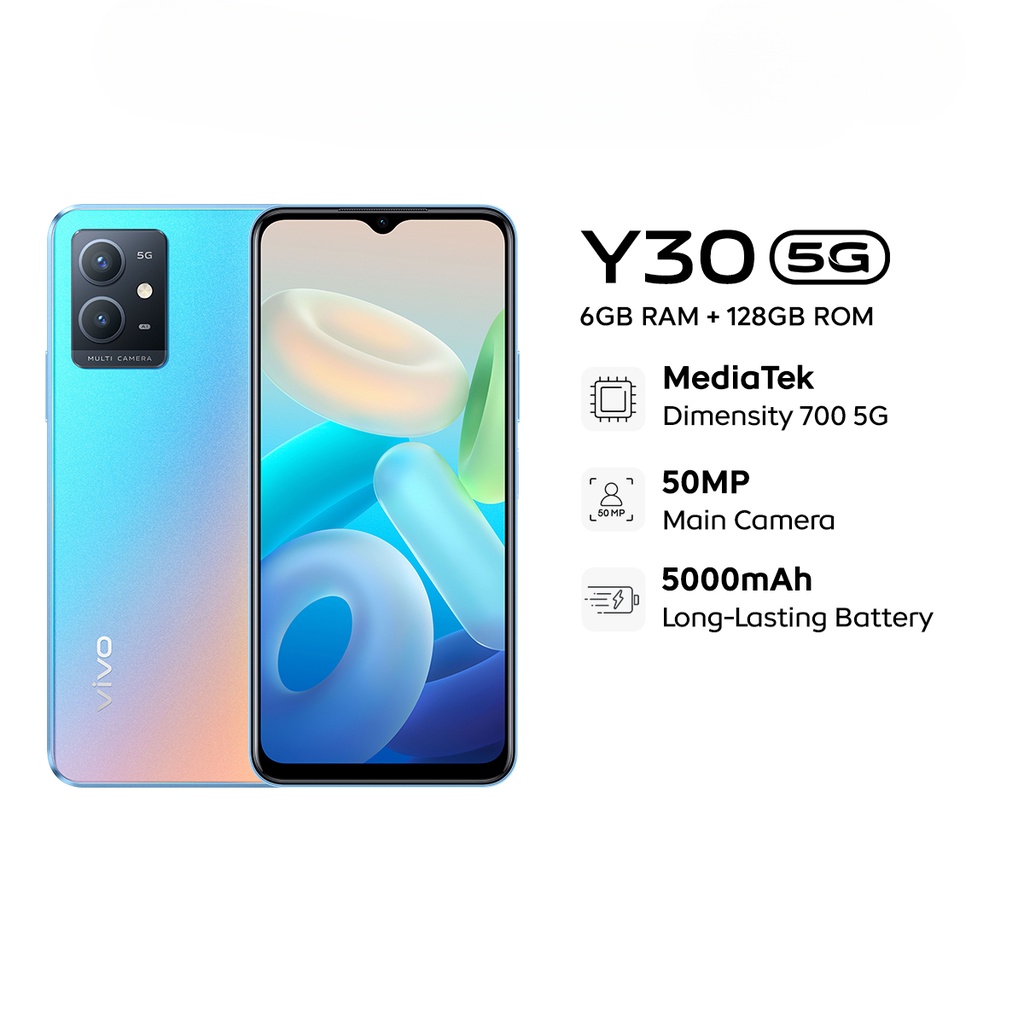 สมาร์ทโฟน Vivo Y30 5G | รอมขยาย 6GB 2GB 128GB | Mediatek ขนาด 700 5G ...