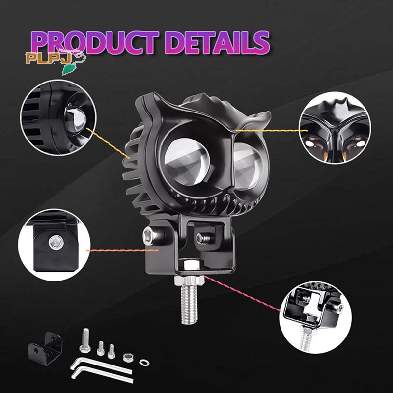 Plpj ไฟหน้ารถจักรยานยนต์ ไฟสปอตไลท์ LED คู่ รูปนกฮูก ไฟหน้า ไฟหน้า สี ...