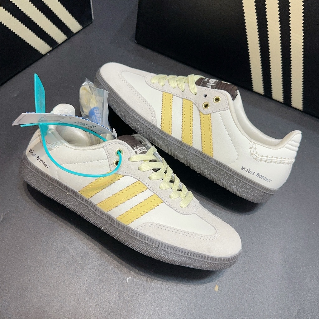 Wales Bonner x Adidas Samba ผ้าใบสไตล์วินเทจสีน้ำตาลขาว ID0217 รองเท้า ...