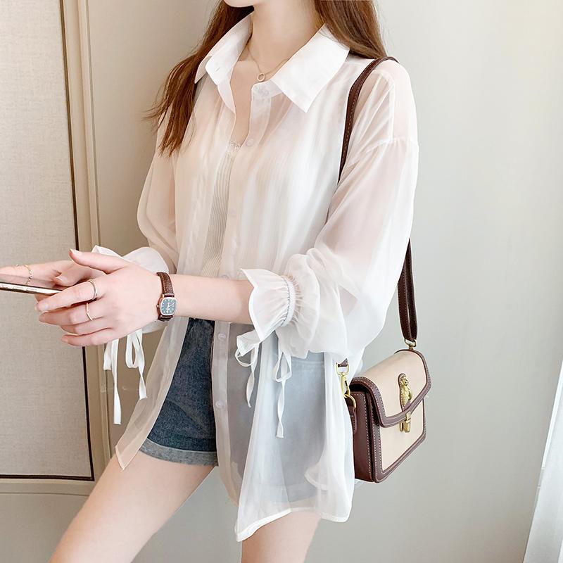 littlebee W290🌸ใหม่ เสื้อเชิ้ตแขนยาว ผ้าชีฟอง เสื้อเชิ้ตกันแดด แบบบาง ...