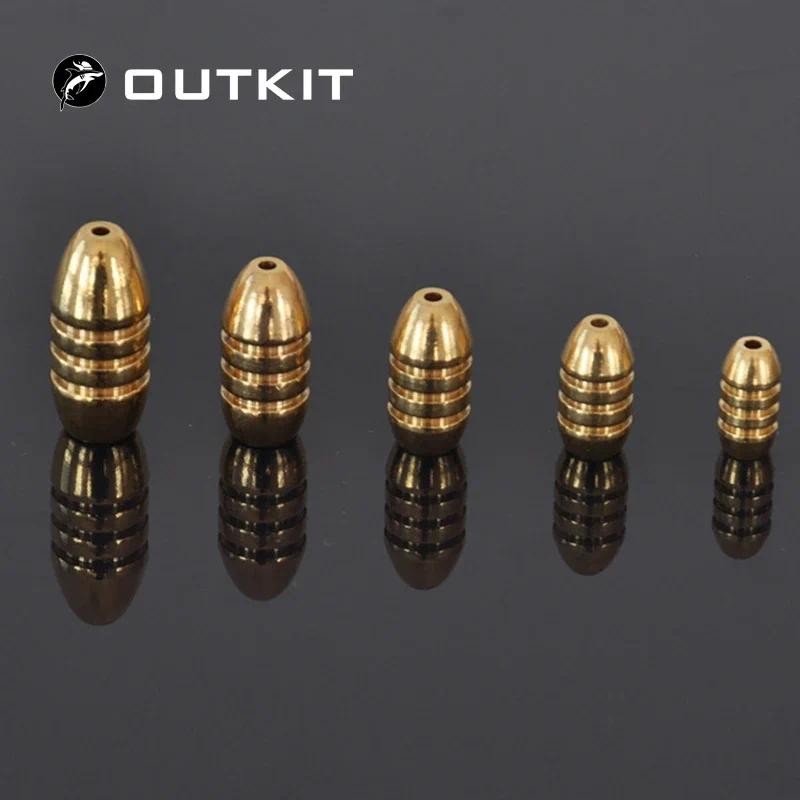 Outkit 10 ชิ้น/ล็อตทองแดงตะกั่ว Sinker น้ําหนัก 10g,7g,5g,3.5g,1.8g Sharped Bullet ทองแดงอุปกรณ์ ...