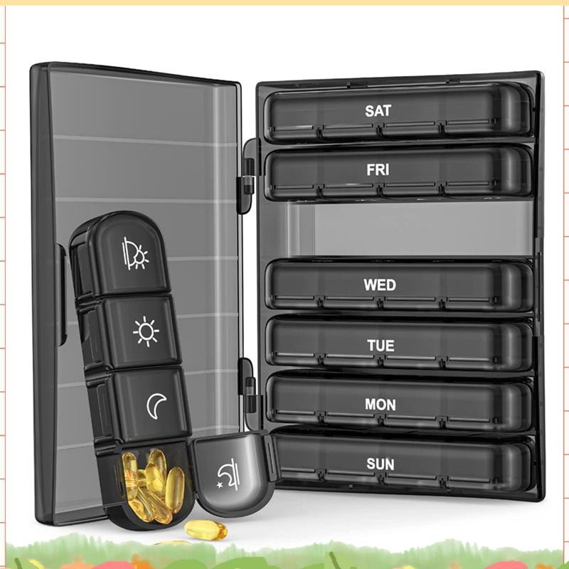 Super 1 Set Daily Pill Box Light-Proof Pill Case 4-Times A Day, 7 Day ...