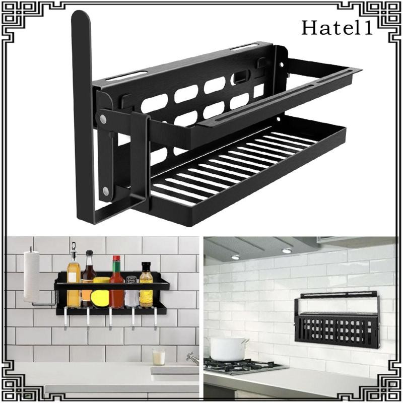 [Hatel] อุปกรณ์เสริมแผ่นเหล็กชั้นวางเครื่องเทศพับติดผนังเหล็กคาร์บอนออ ...