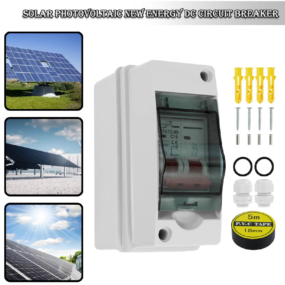 New Solar DC Circuit Breaker Dual Pole 2P 500V 16A Isolator Box IP65 ...