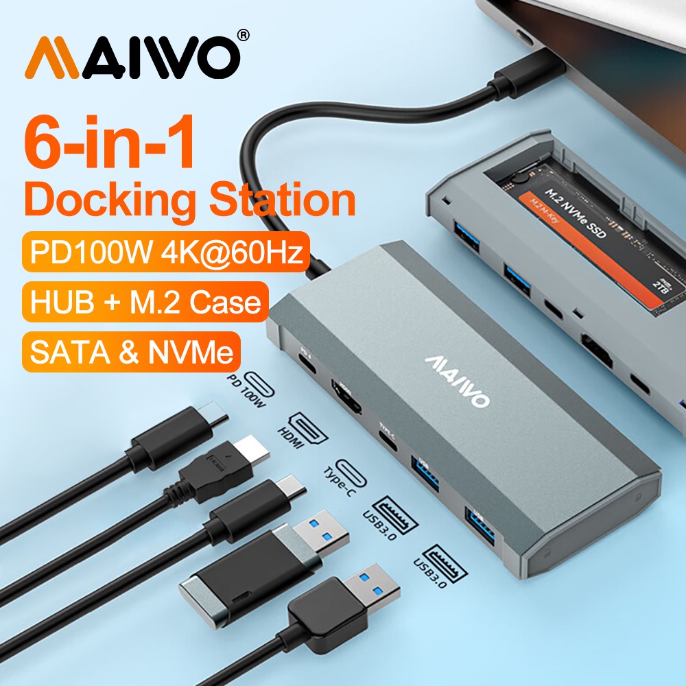 MAIWO M.2 Hard Drive Enclosure Expansion Dock NVME/SATA Dual Protocol ...