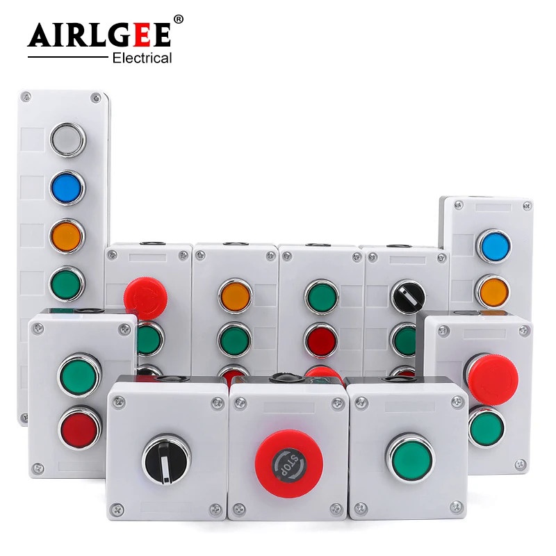 Push button switch control box emergency stop button indicating plastic ...