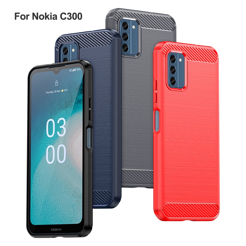 เคสโทรศัพท์มือถือคาร์บอน แบบนิ่ม กันกระแทก สําหรับ Nokia C110 C300 C12 Pro Plus G10 G20 G50 G60 ...