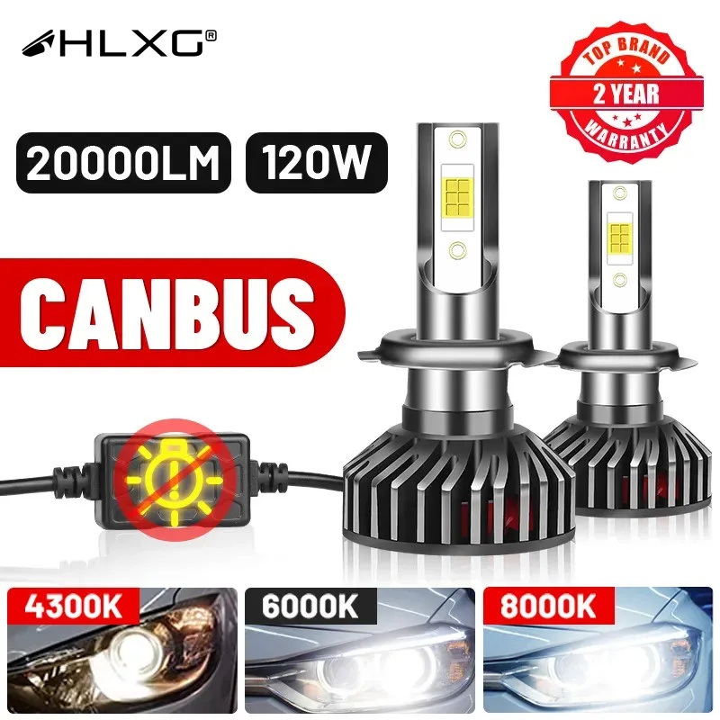 หลอดไฟตัดหมอกอัตโนมัติ H7 Led H11 H1 H4 Canbus Led 20000LM 120W 9005 9006 Hb3 Hb4 H8 H9 4300K ...