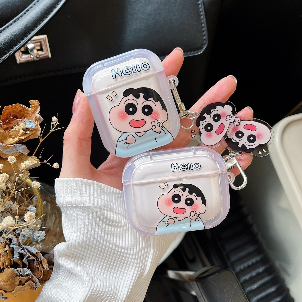 Crayon Shin-chan การ์ตูน Square Soft Casing สําหรับ AIRPODS 4 PRO2 1/2 ...