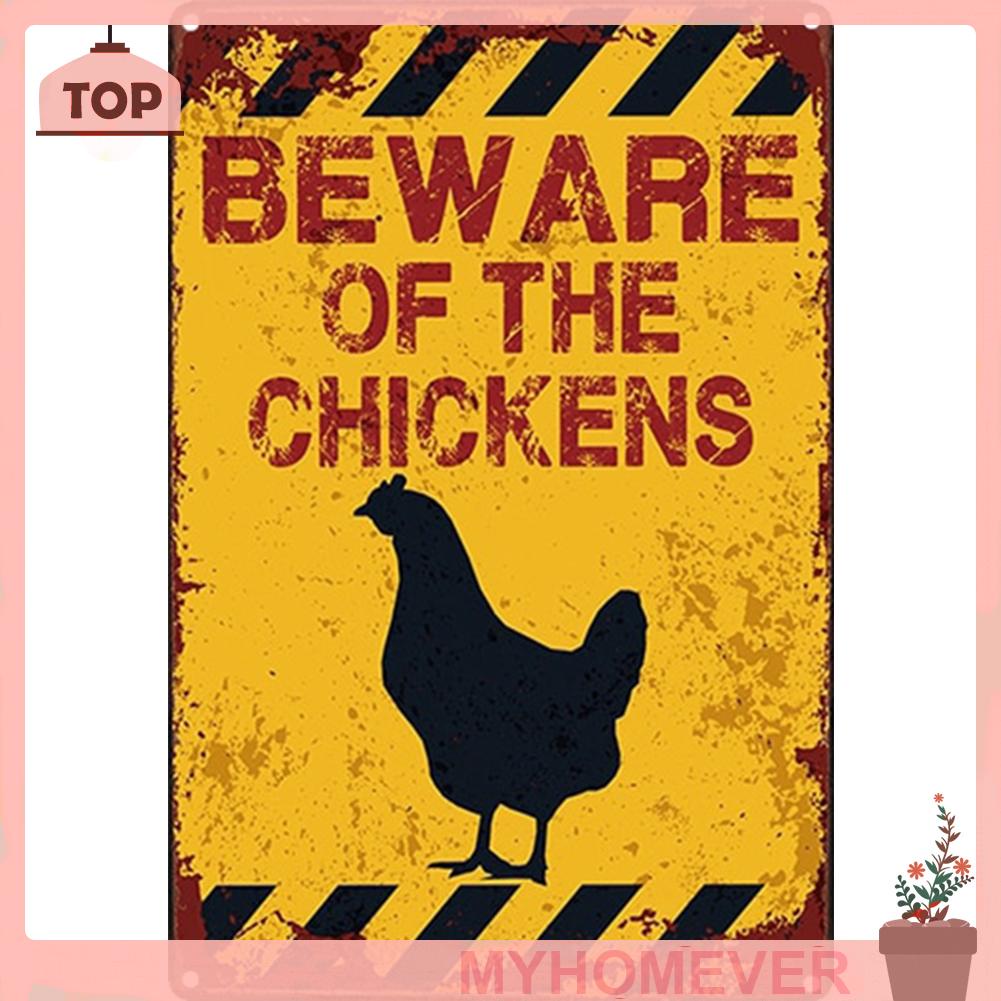 แผ่นป้ายโลหะดีบุก Beware of Chickens สไตล์วินเทจ สําหรับบาร์ ผับ คลับ ...