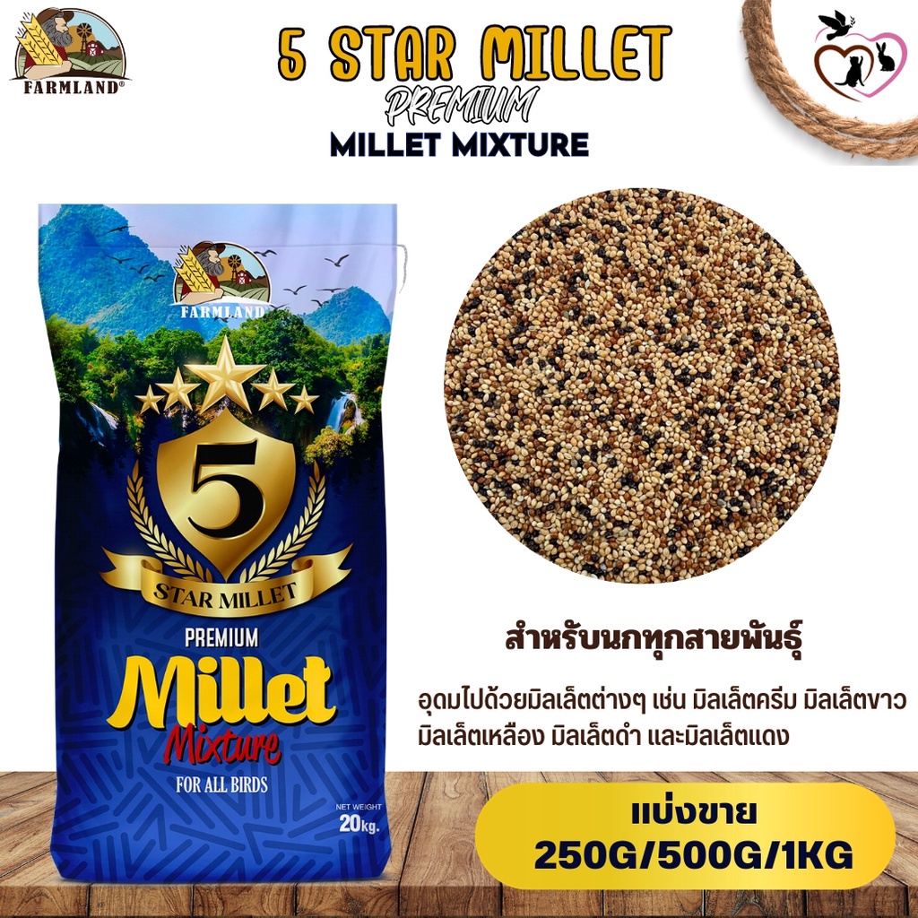 FARMLAND 5 STAR MILLET Premium Millet Mixture อาหารมิลเล็ตรวม สำหรับนก ...