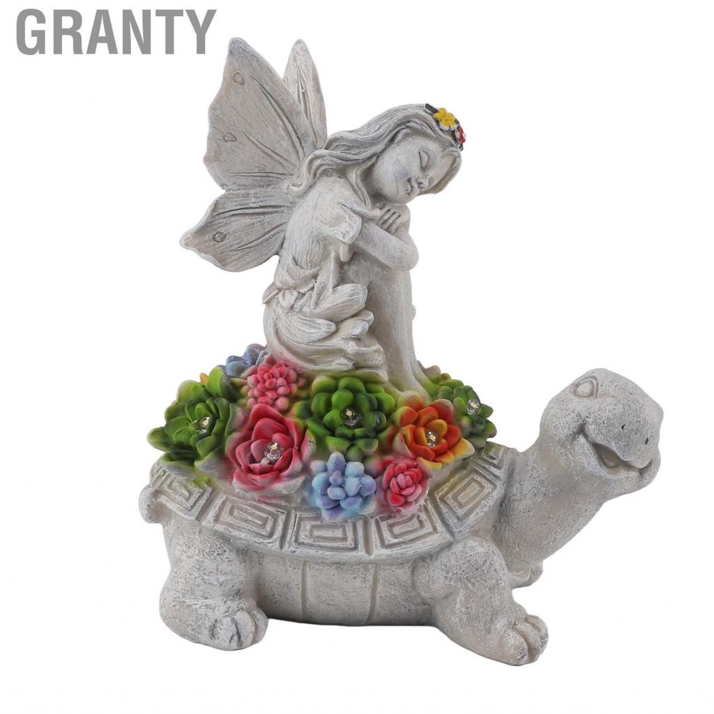 Granty Solar Garden Statue Turtle and Angel Shape Durable Resin Outdoor ...