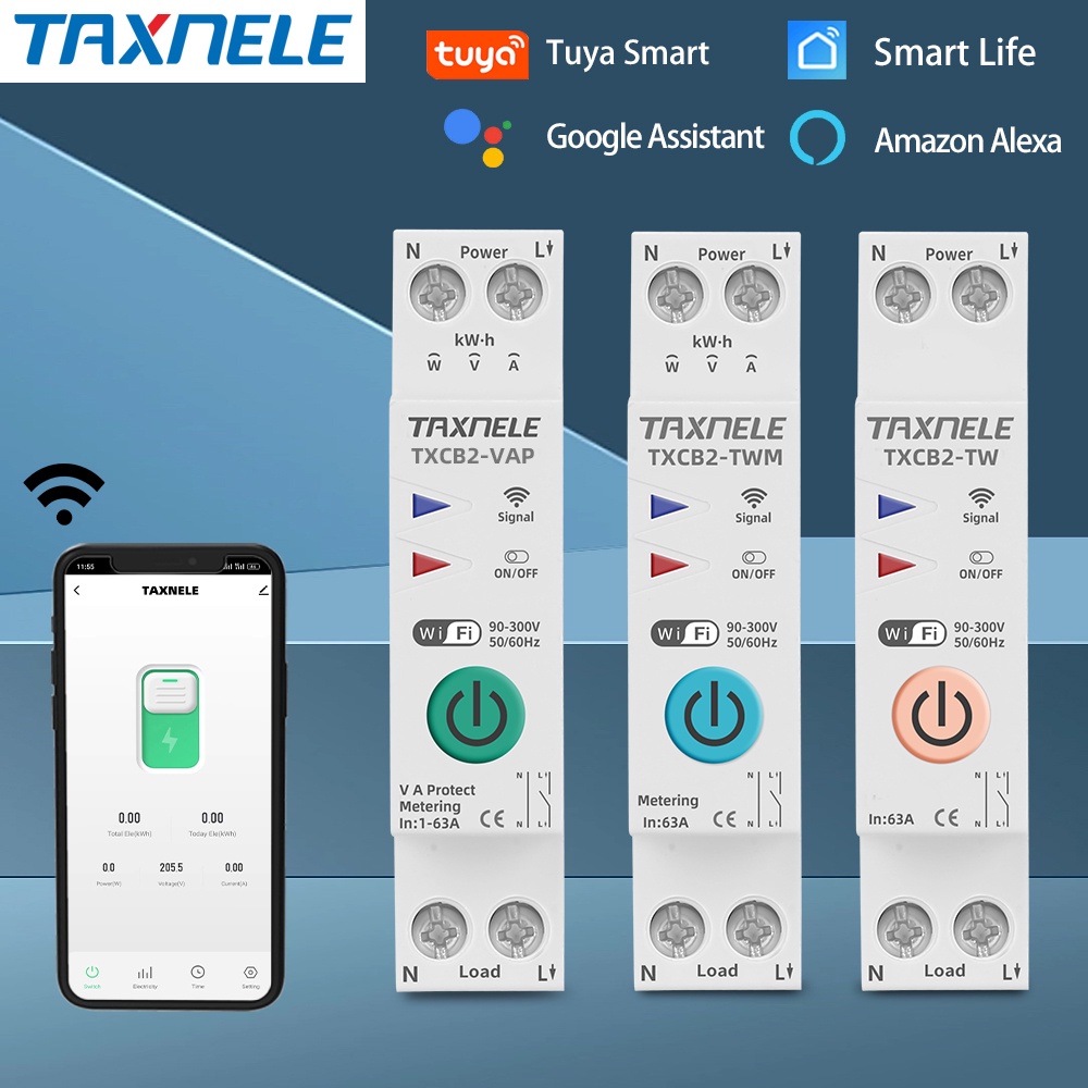 Tuya เบรกเกอร์วงจรอัจฉริยะ WIFI KWh 1P 63A ป้องกันแรงดันไฟฟ้า | Shopee ...