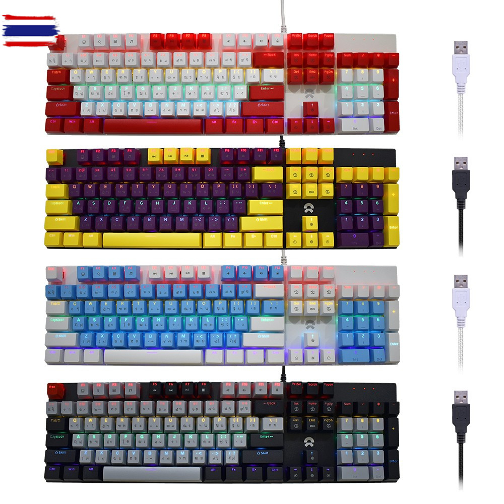 คีย์อร์ด Mechanical OKER รุ่น K458 Mixed Backlit Blue Switch ขนาดเต็ม ...