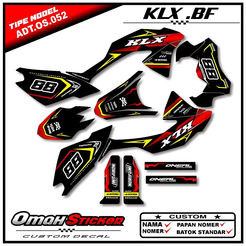 KLX 150 G/BF/SE สติ๊กเกอร์แถบตัดตัวแปร เปลี่ยนชื่อ-โนเมอร์ได้ADT.052 ...