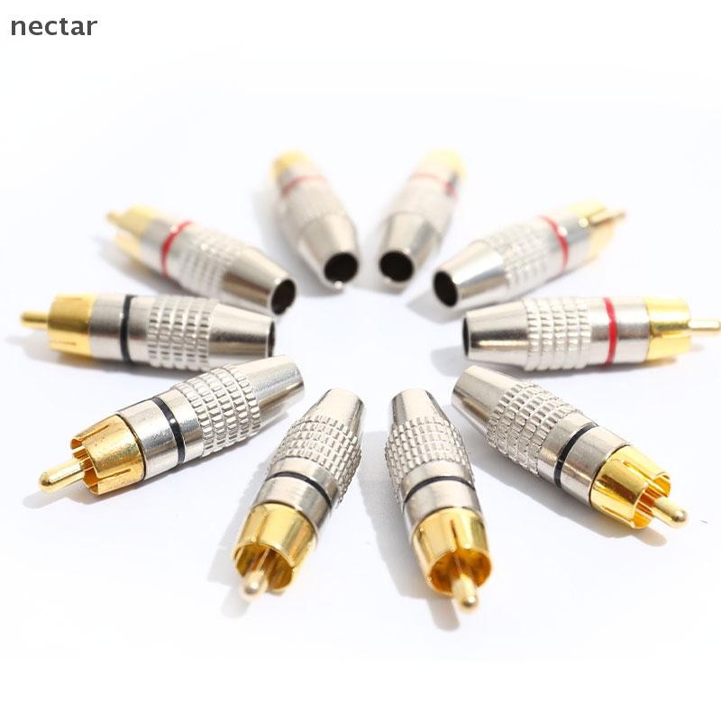 Tar 10 ชิ้น RCA Plug Audio Video Locking Cable Male Connector Gold Plated N | Shopee Thailand