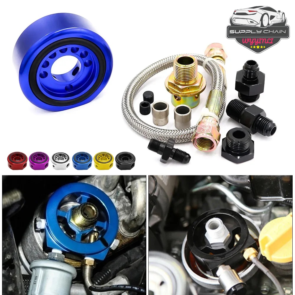 ชุดอะแดปเตอร์แผ่นกรองน้ํามันเครื่อง แซนวิช อลูมิเนียม สําหรับเครื่องยนต์ 1992-2000 Honda Civic ...