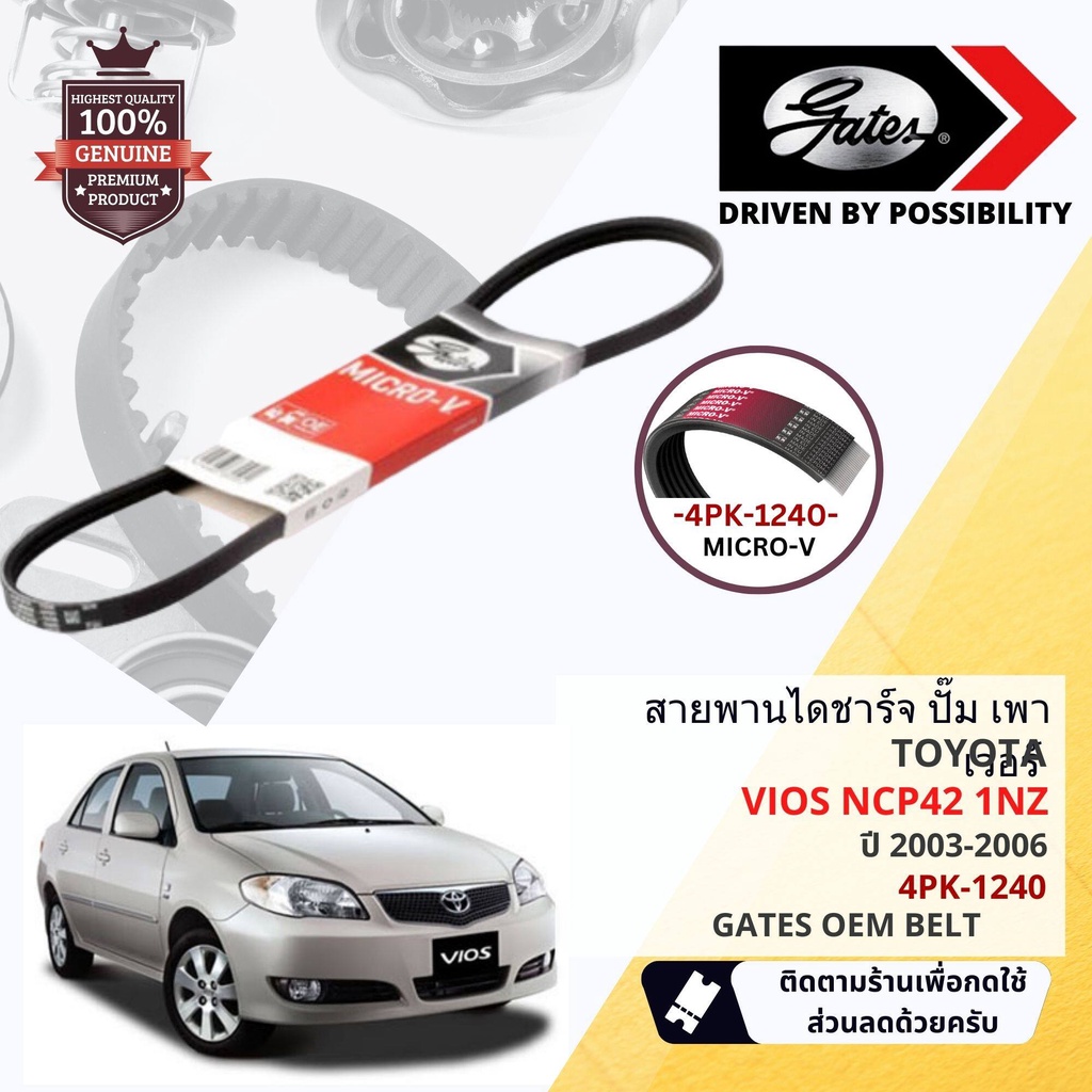 [ GATES OEM BELTS ] สายพาน พัดลม ไดชาร์จ เพาเวอร์ หน้าเครื่อง Toyota ...