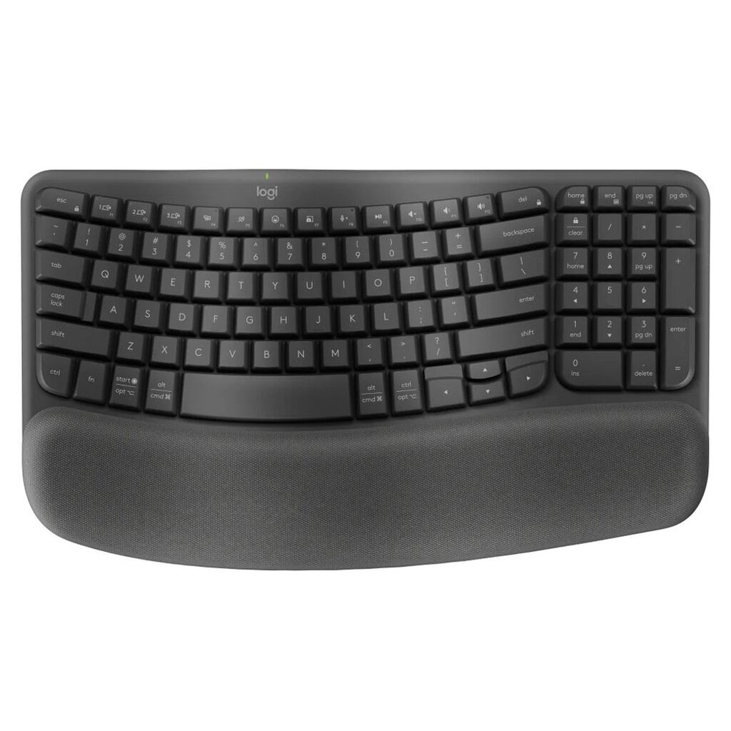 Logitech Wave Keys Wireless Ergonomic Keyboard With Cushioned Palm Rest กราไฟท์ Shopee Thailand