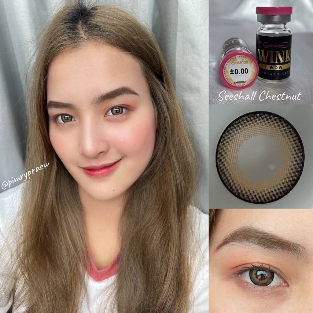 คอนแทคเลนส์🌈Seeshell🌈 Chestnut/Gray (Wink/Pitchylens) ขนาดบิ๊กอาย💖 ...