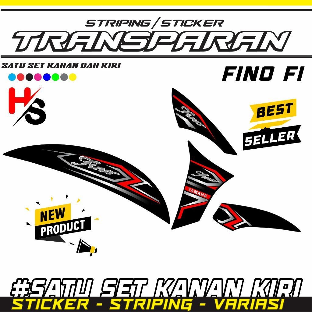 Yamaha FINO FI MOTORCYCLE TRANSPARENT STRIPING STICKER LAST VAATIONS ...
