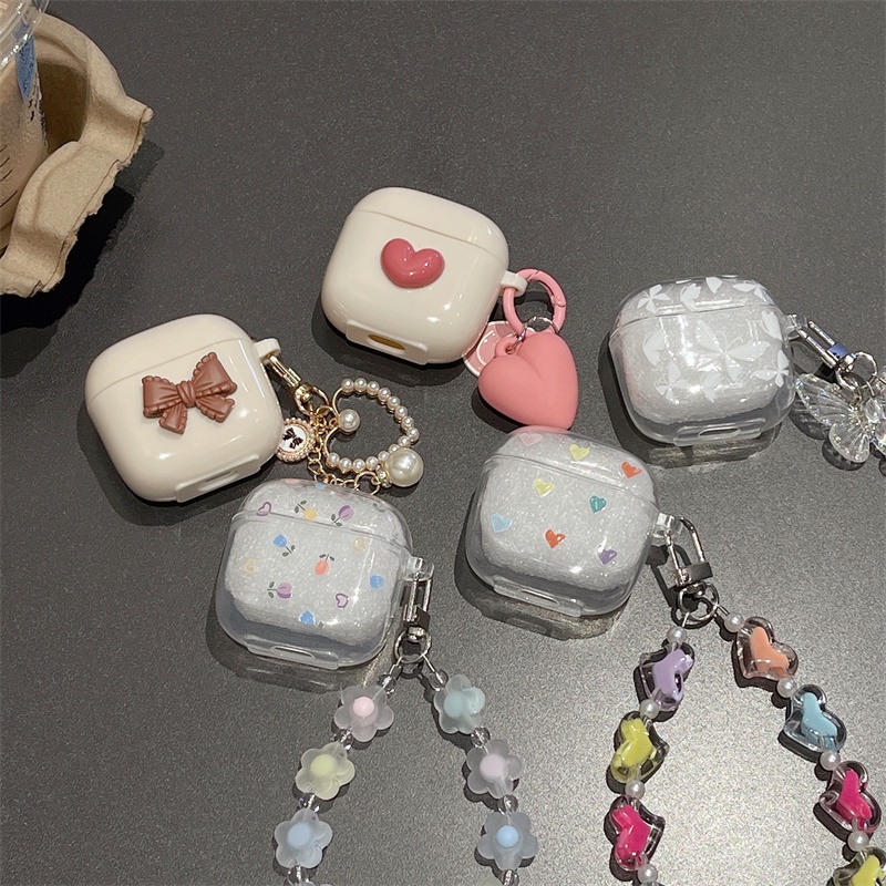 สําหรับ TOZO A3 Pro เคส Case เคสหูฟัง โบว์จี้รักสีขาวครีมน่ารัก ...