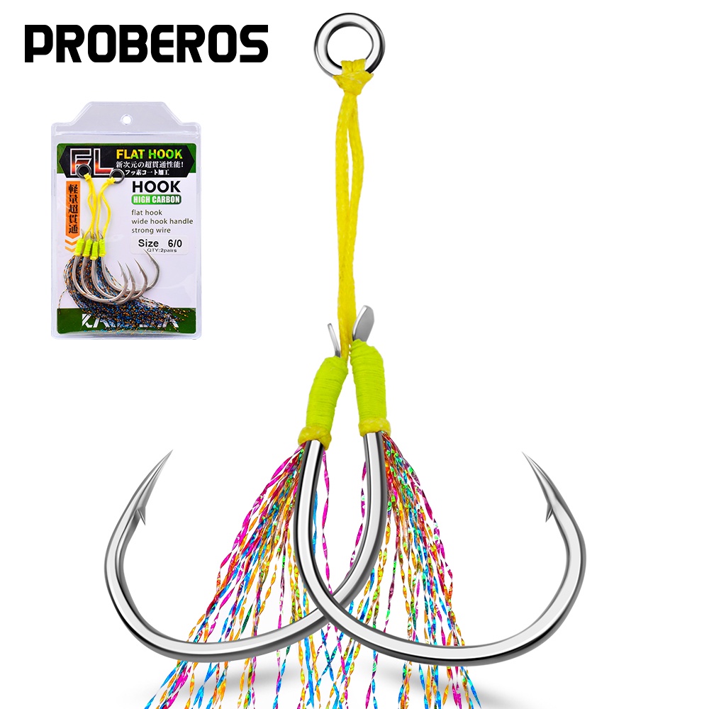 PROBEROS 2 คู่/แพ็ค Jigging Fishing Assist Hooks 1/0-2/0-3/0-4/0-5/0-6/ ...