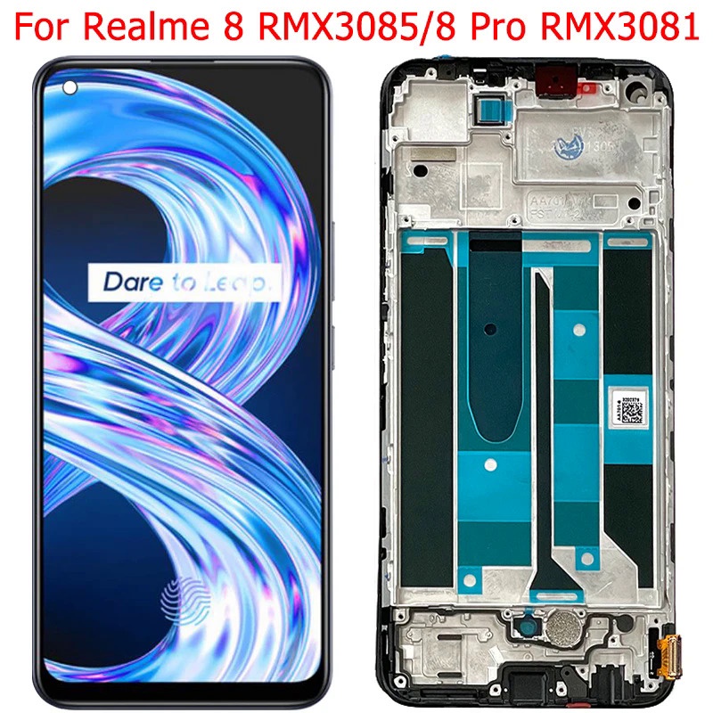 อะไหล่หน้าจอสัมผัส LCD พร้อมกรอบ 6.4 นิ้ว สําหรับ Realme 8 Pro Realme 8 ...