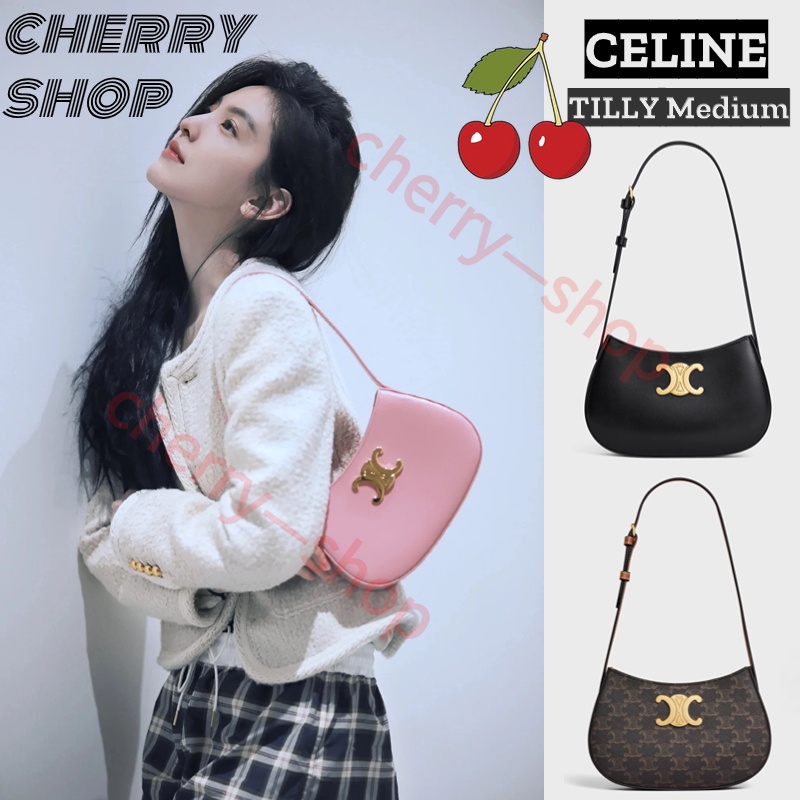 เซลีน CELINE TILLY medium logo-print calfskin leather bag กระเป๋าถือ กระเป๋าสุภาพสตรีlisa ...