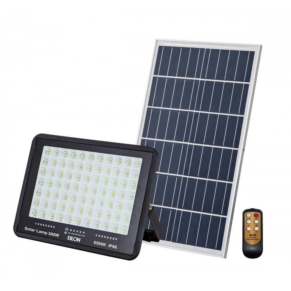 GlobalHouse EILON โคมไฟสปอร์ตไลท์โซลาร์เซลล์ 300W พร้อมรีโมท รุ่น ETGD-M300D แสงเดย์ไลท์ สินค้า ...