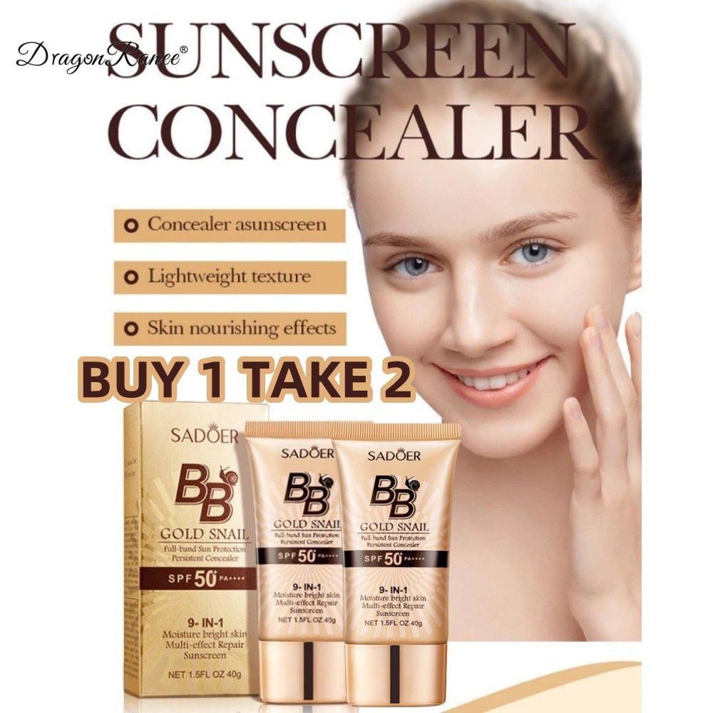 【ซื้อ 1 แถม 2】SADOER Gold Snail BB Cream Foundation Skin Brightening Defect Covering Cream ...