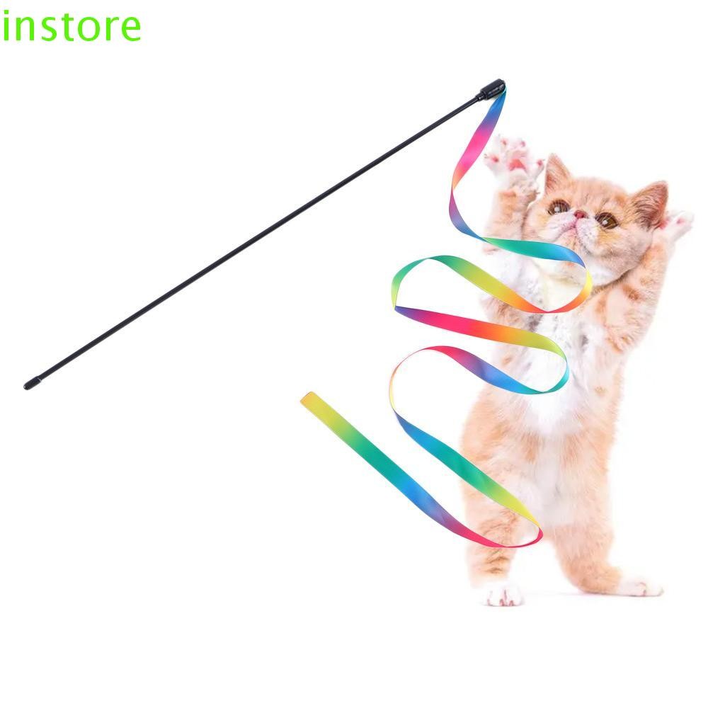 Instore ของเล่นแมวที่มีสีสันตลก Wand การฝึกอบรมเล่นริบบิ้น Interactive ...