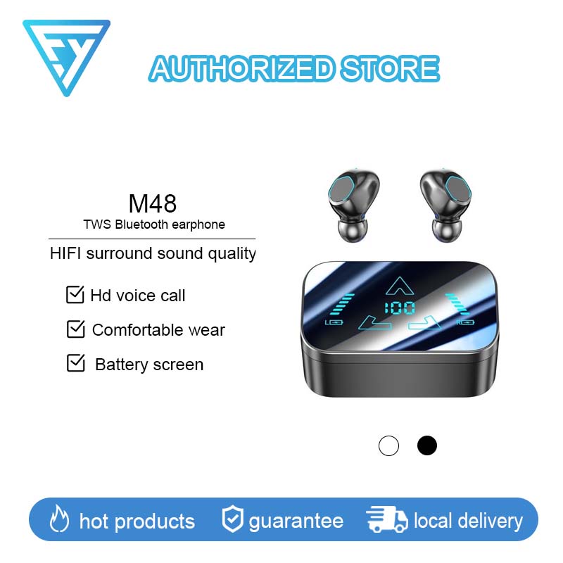 💥NEW💥หูฟังไร้สาย M48 หูฟังสเตอริโอ หูฟังบลูทูธ TWS Wireless bluetooth ...