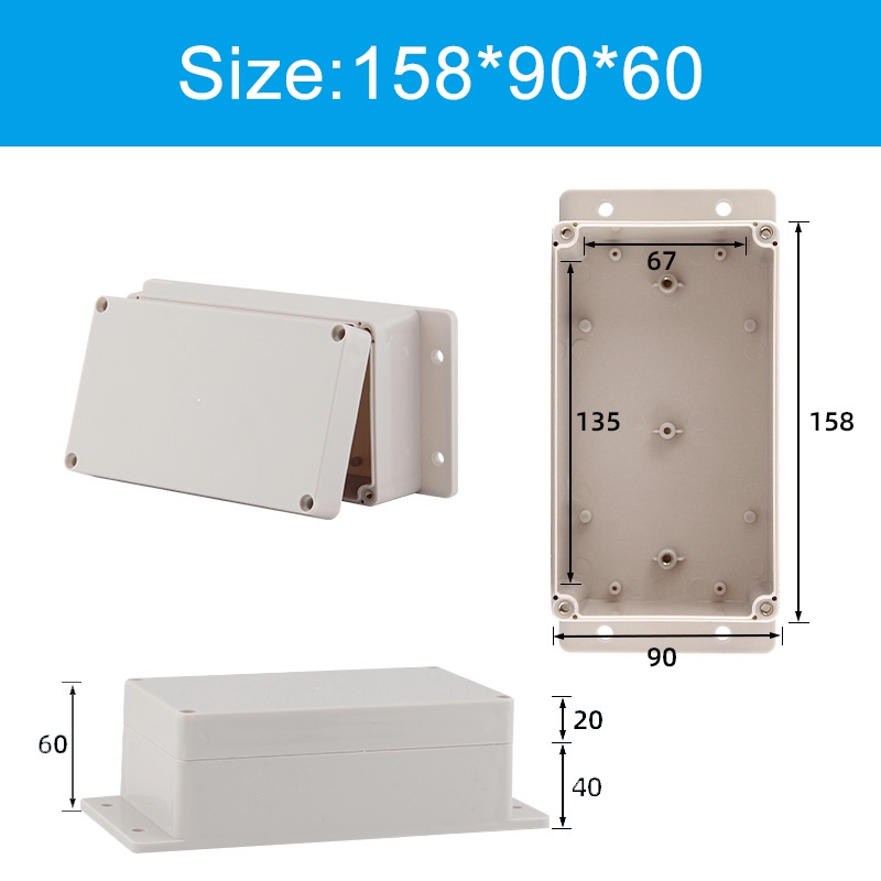 Wall Mounted Outdoor Gray Plastic Enclosures Custom IP65 ABS Waterproof Electrical Junction Box ...