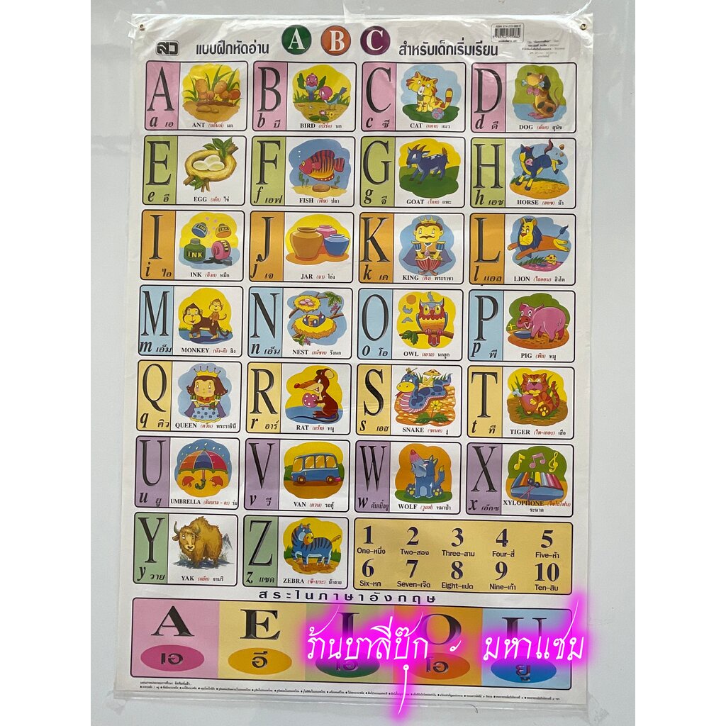 ภาพโปสเตอร์แบบฝึกหัดอ่าน ABC สำหรับเด็กเริ่มเรียน - [No.7] -(53x78cm ...