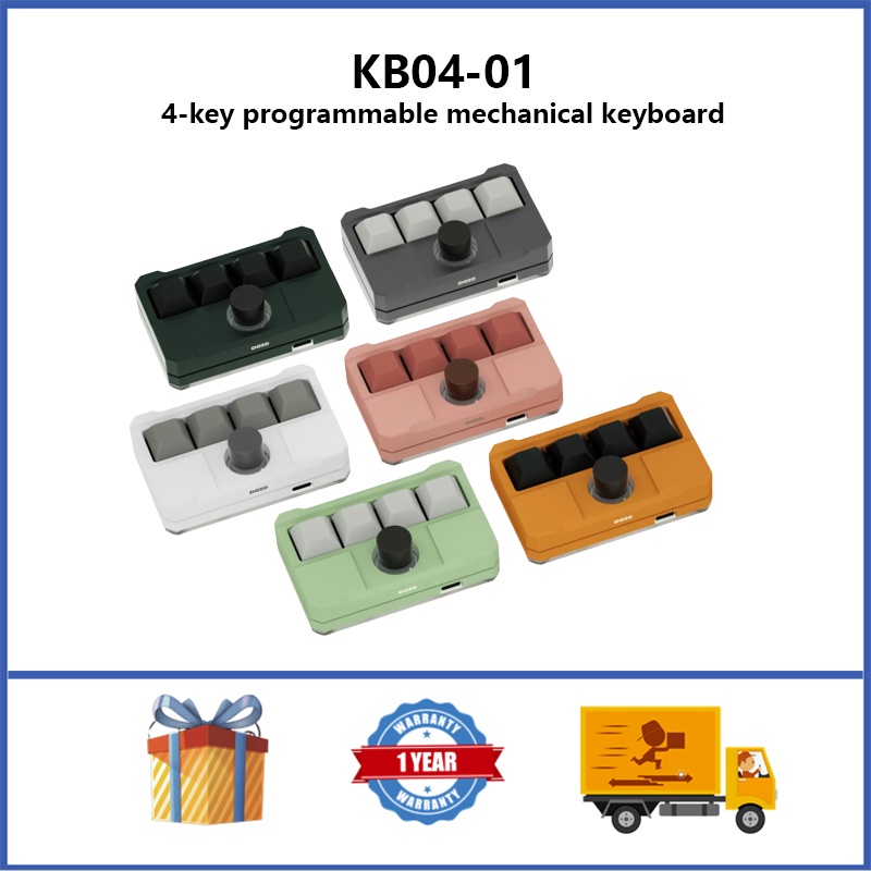 Doio คีย์บอร์ด 4 คีย์ RGB ขนาดเล็ก รองรับ VIA QMK พร้อมลูกบิด KB04-01 | Shopee Thailand