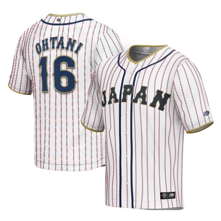 Mens Japan Baseball 16 Shohei Ohtani White Navy 2023 World Baseball ...