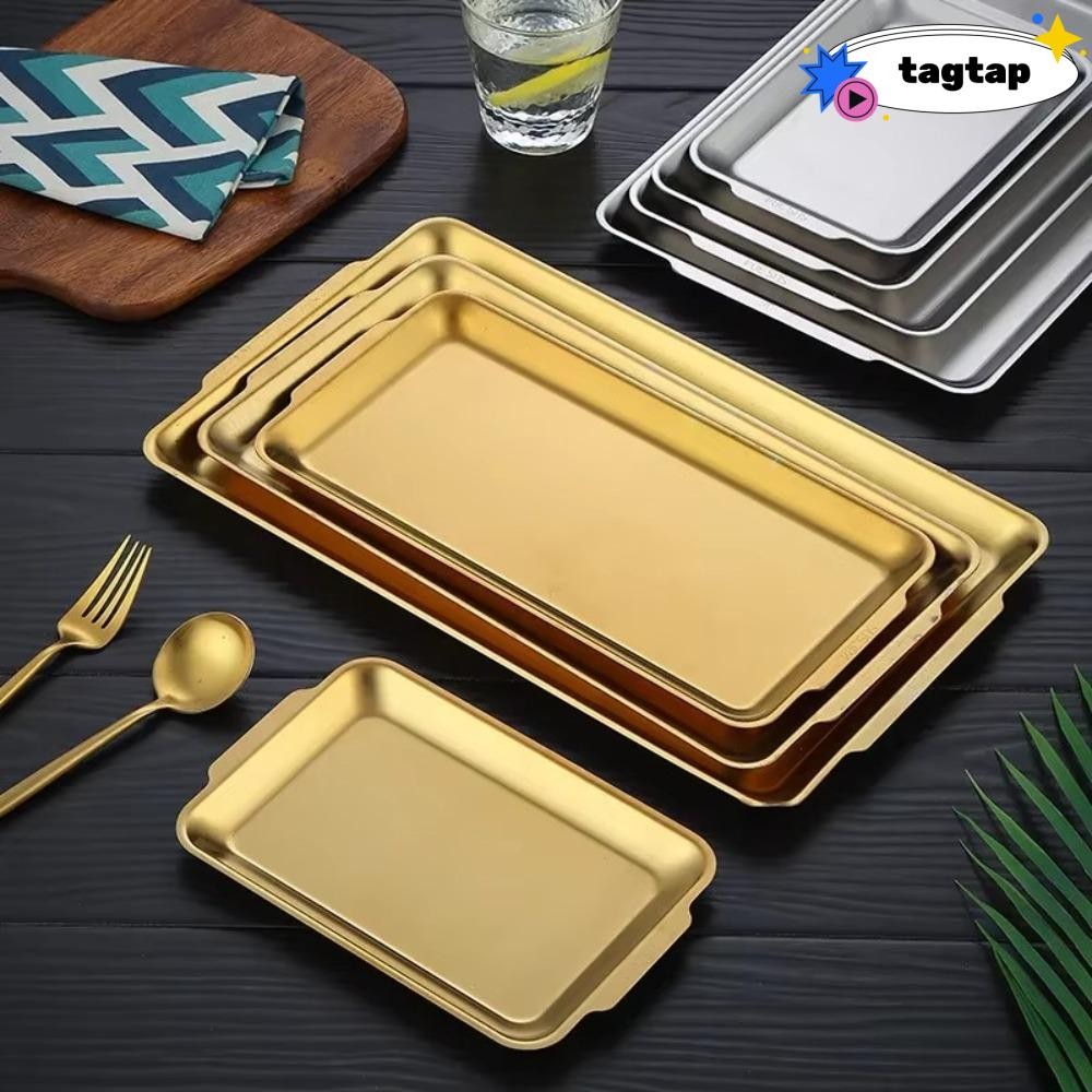 Tagtap ถาดเก็บอาหาร,หนา304กระทะย่างสแตนเลสสีทอง,ทนทานทําความสะอาดง่าย ...