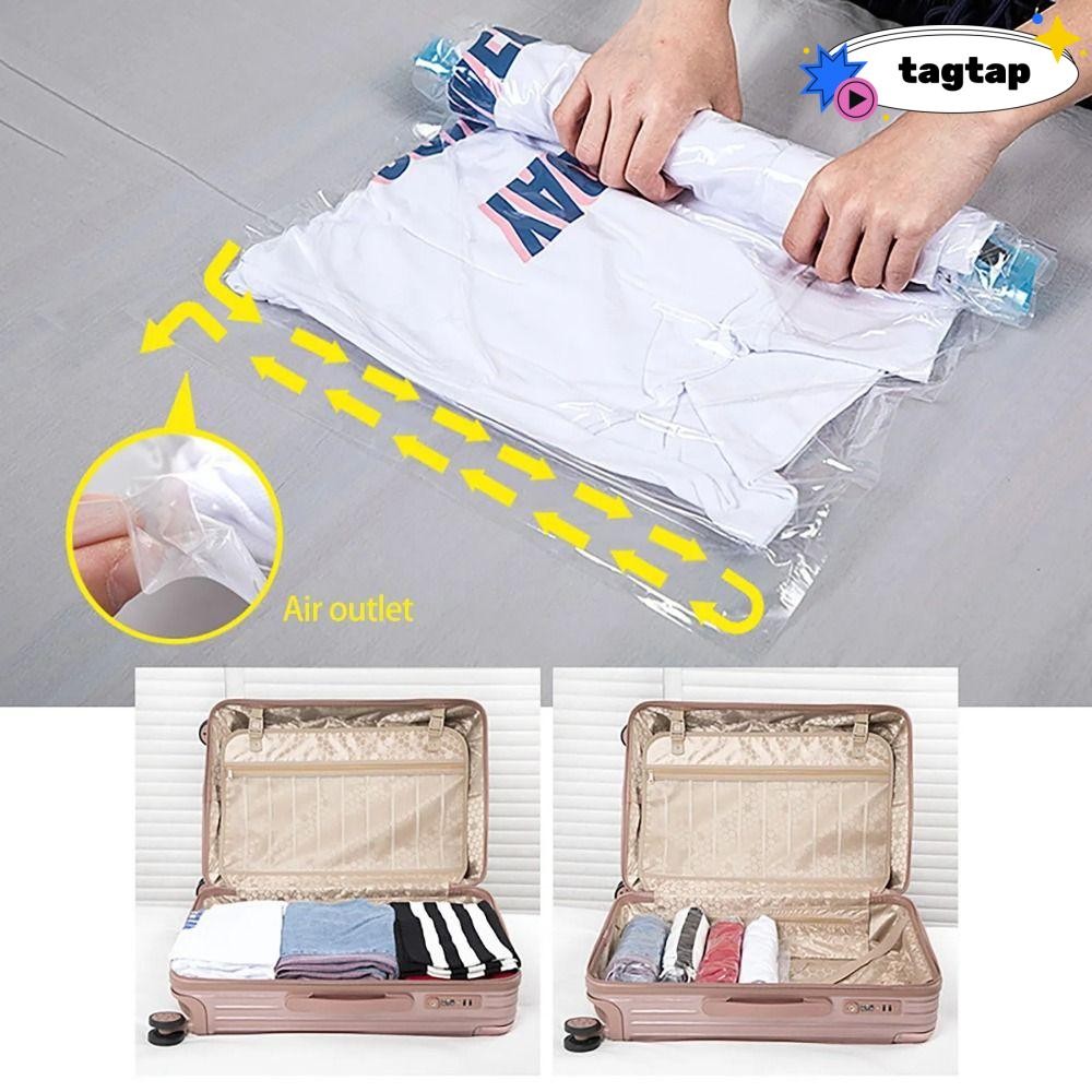 ถุงบีบอัด TAGTAP มีวาล์ว ถุงสูญญากาศลมแบบรีดด้วยมือ ผ้านวมเสื้อผ้า ...