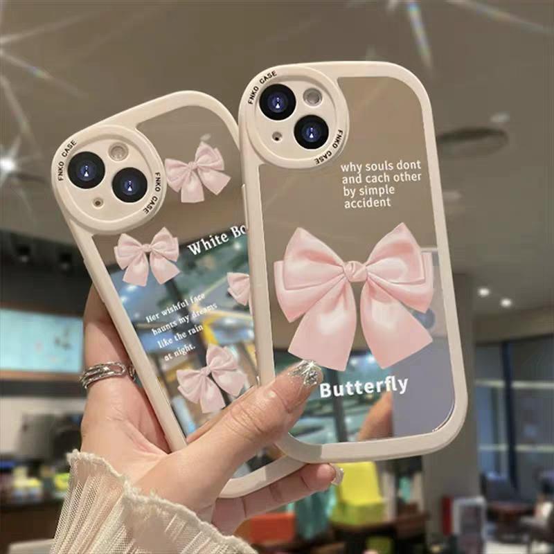 เคสโทรศัพท์มือถือ กันกระแทก ลายดอกทิวลิป 3D ประดับโบว์ สีชมพู พร้อม ...