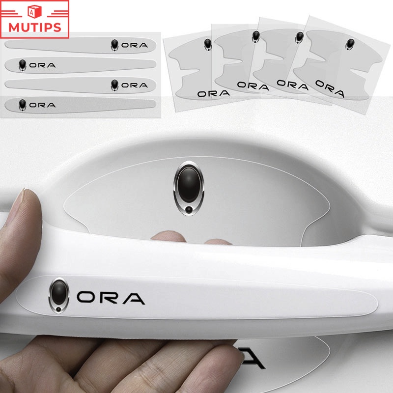 ORA 8 ชิ้น มีกาวในตัว สติกเกอร์ฟิล์มใส สำหรับติดมือจับประตูรถยนต์ ...