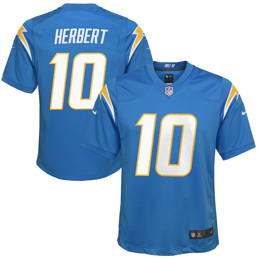 เสื้อกีฬาแขนสั้น ลายทีม Nfl Jerseys Justin Hebert Los Angeles Youth ...