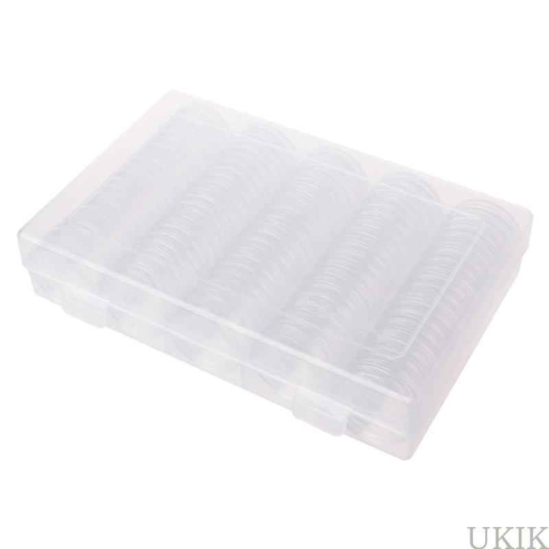 Ukik กล่องพลาสติก ทรงกลม 30 มม. 100 ช่อง สําหรับใส่เหรียญ ของสะสม ...