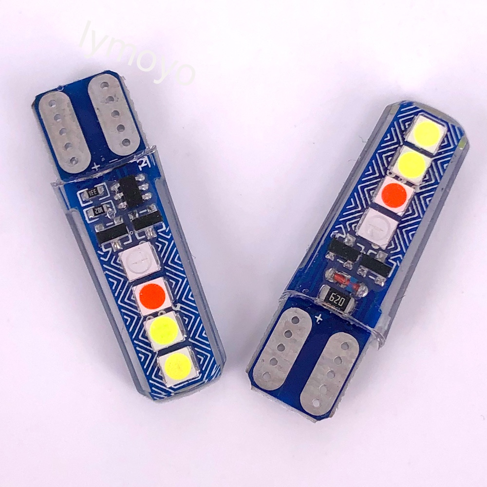 หลอดไฟเลี้ยว LED T10 RGB 3030 8 smd W5W 12V สี่สี สําหรับติดด้านข้าง ...