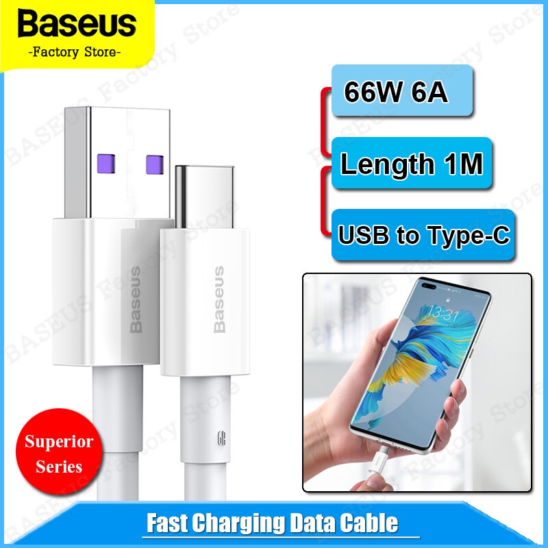 Baseus สายชาร์จเร็ว 66W Type-C แกนหนา 6A USB Android สําหรับ Samsung Xiaomi | Shopee Thailand