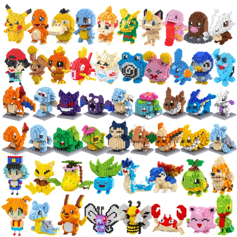 61 Styles Pokemon Blocks Small Cartoon Mini Building Block Pikachu ...
