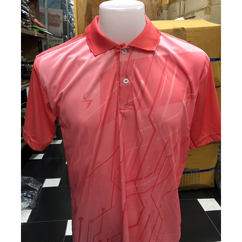 เสื้อกีฬาราคาถูก เสื้อคอปกสีแดง ใส่ได้ทั้งชายหญิง ผ้าพิมพ์ลาย ใส่สบาย ...